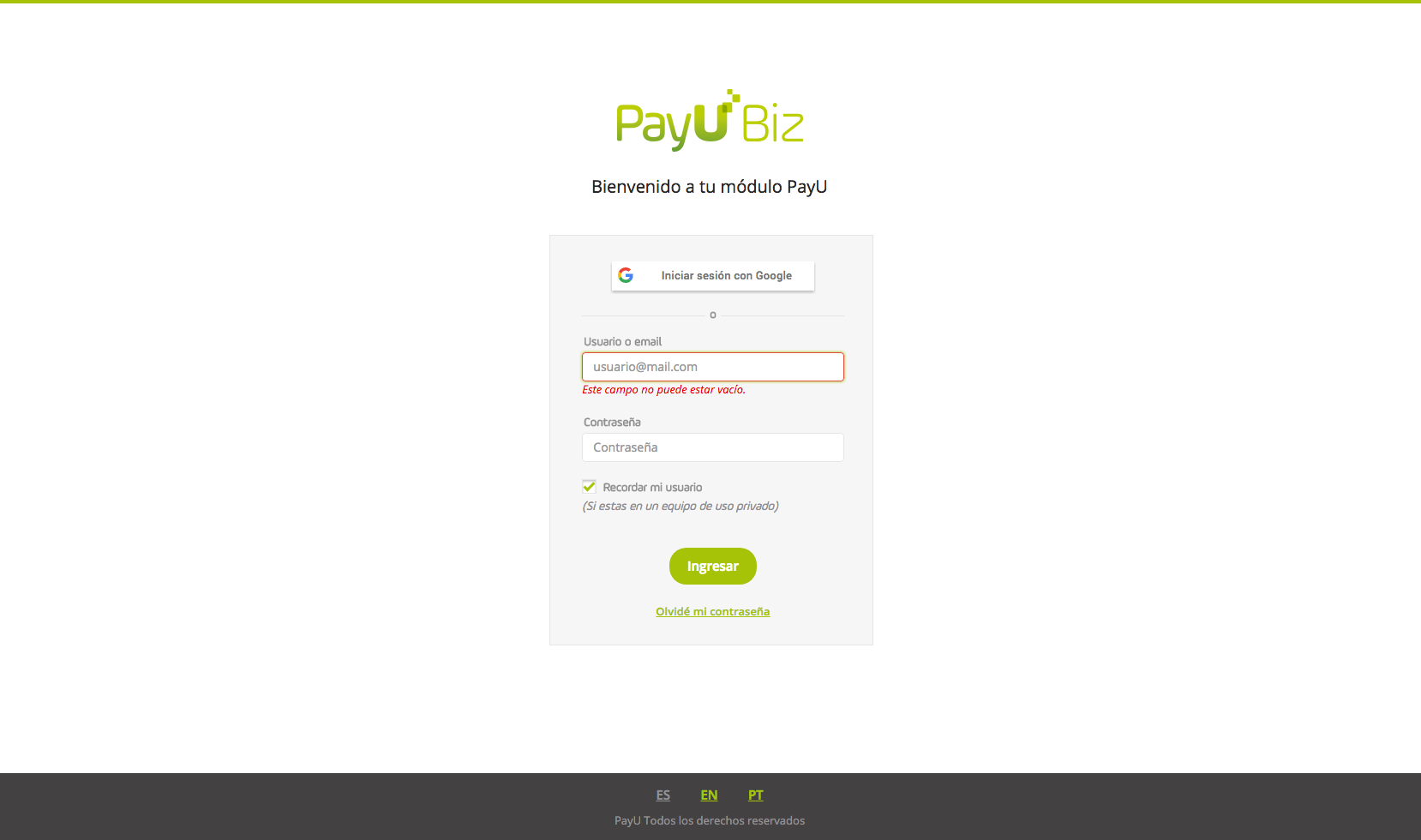 PayU - Manual Módulo de Recaudos